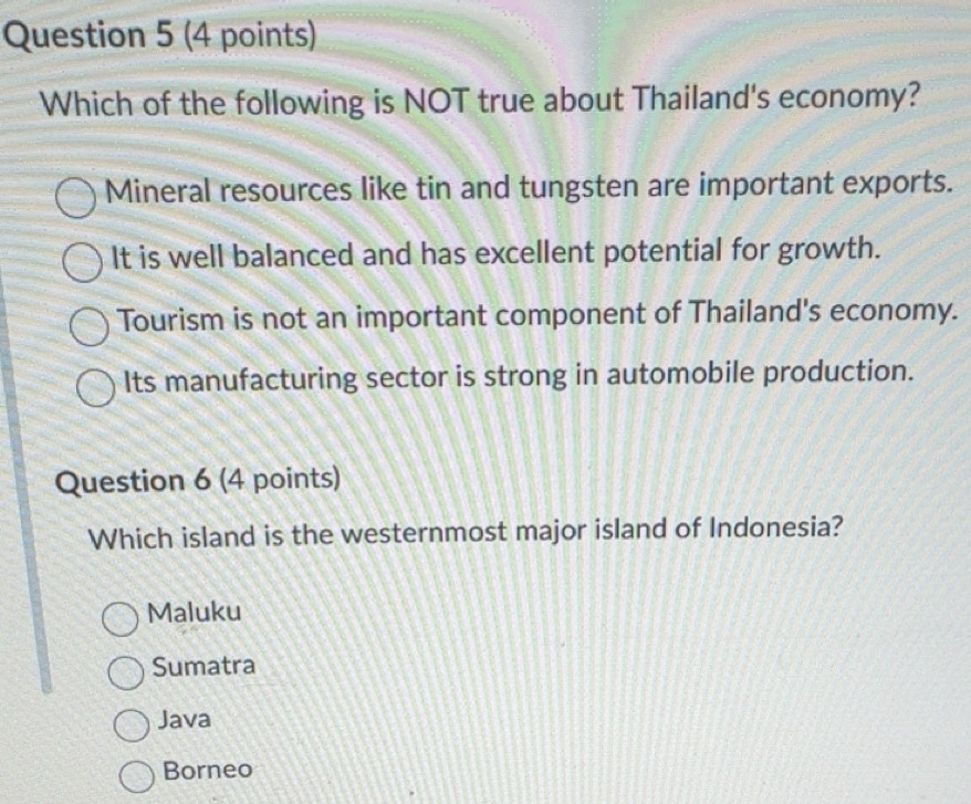 Solved: Which of the following is NOT true about Thailand's economy ...