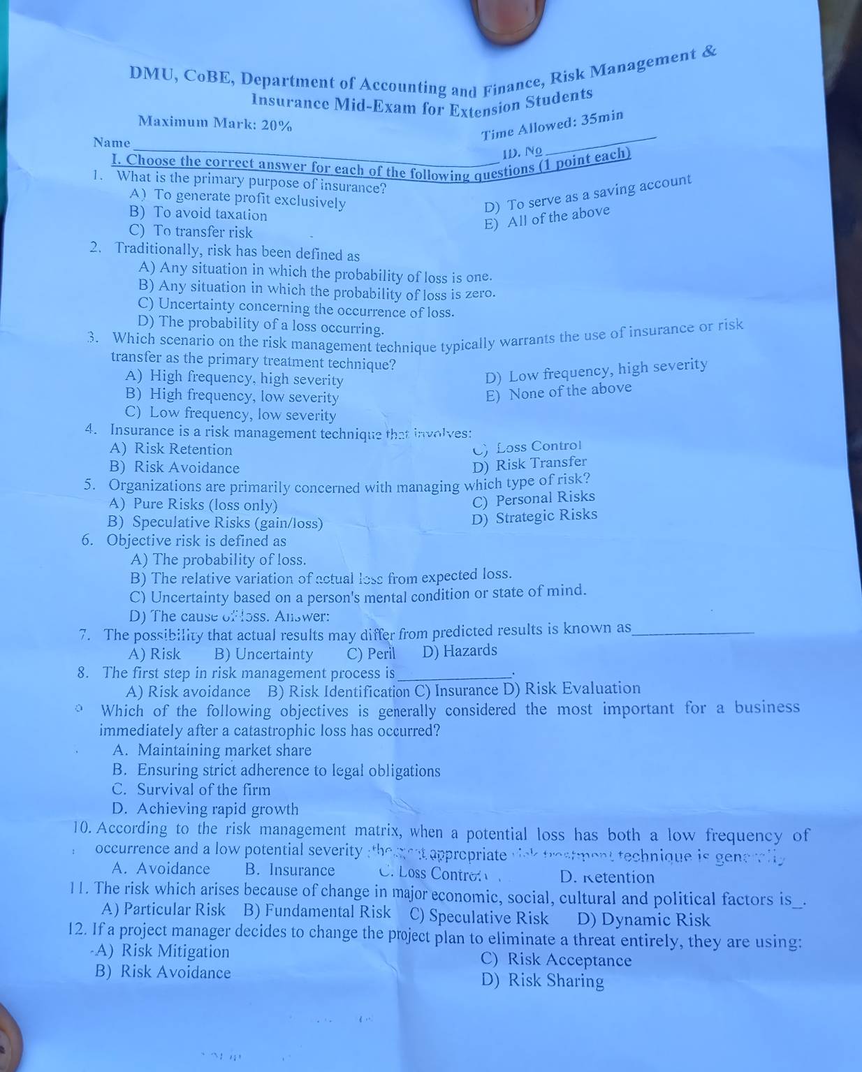 Résolu :DMU, CoBE, Department of Accounting and Finance, Risk ...