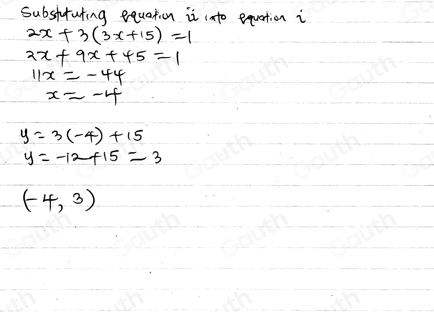 Solved: Solve the following system using the substitution method. 2x+3y ...