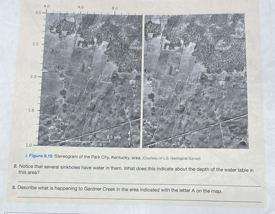 Solved: 5 B.O Survey) 2. Notice that several sinkholes have water in ...
