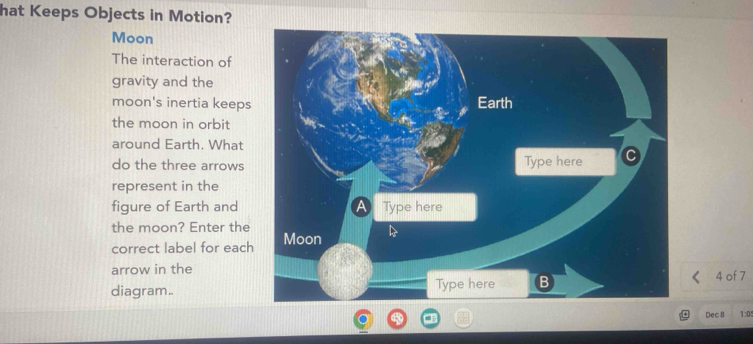 hat Keeps Objects in Motion? Moon The interaction of gravity and the ...