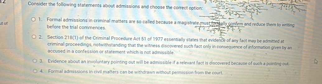 Solved: Consider the following statements about admissions and choose ...