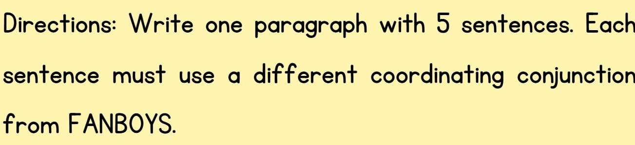 Solved: Directions: Write one paragraph with 5 sentences. Each sentence ...