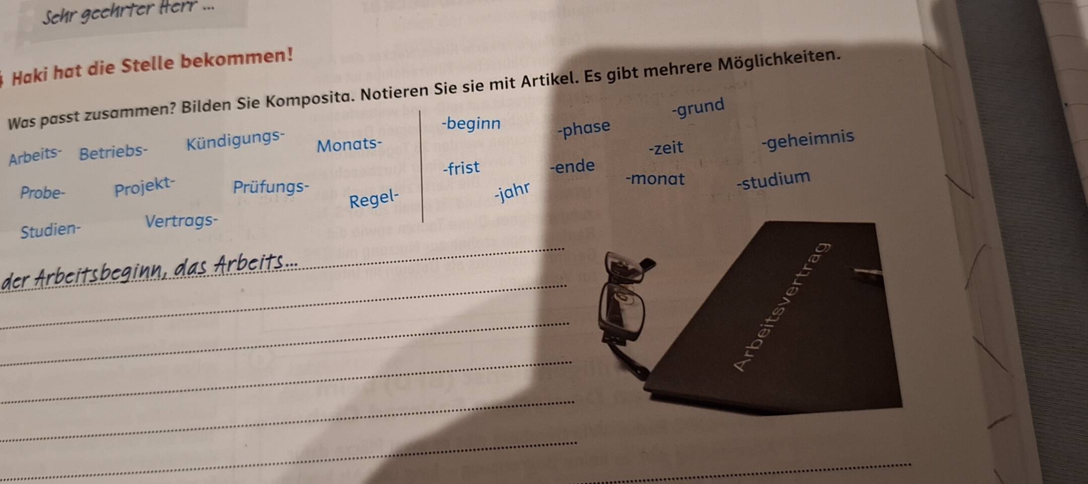 Gelöst:Sehr geehrter Herr ... Haki hat die Stelle bekommen! Was passt ...