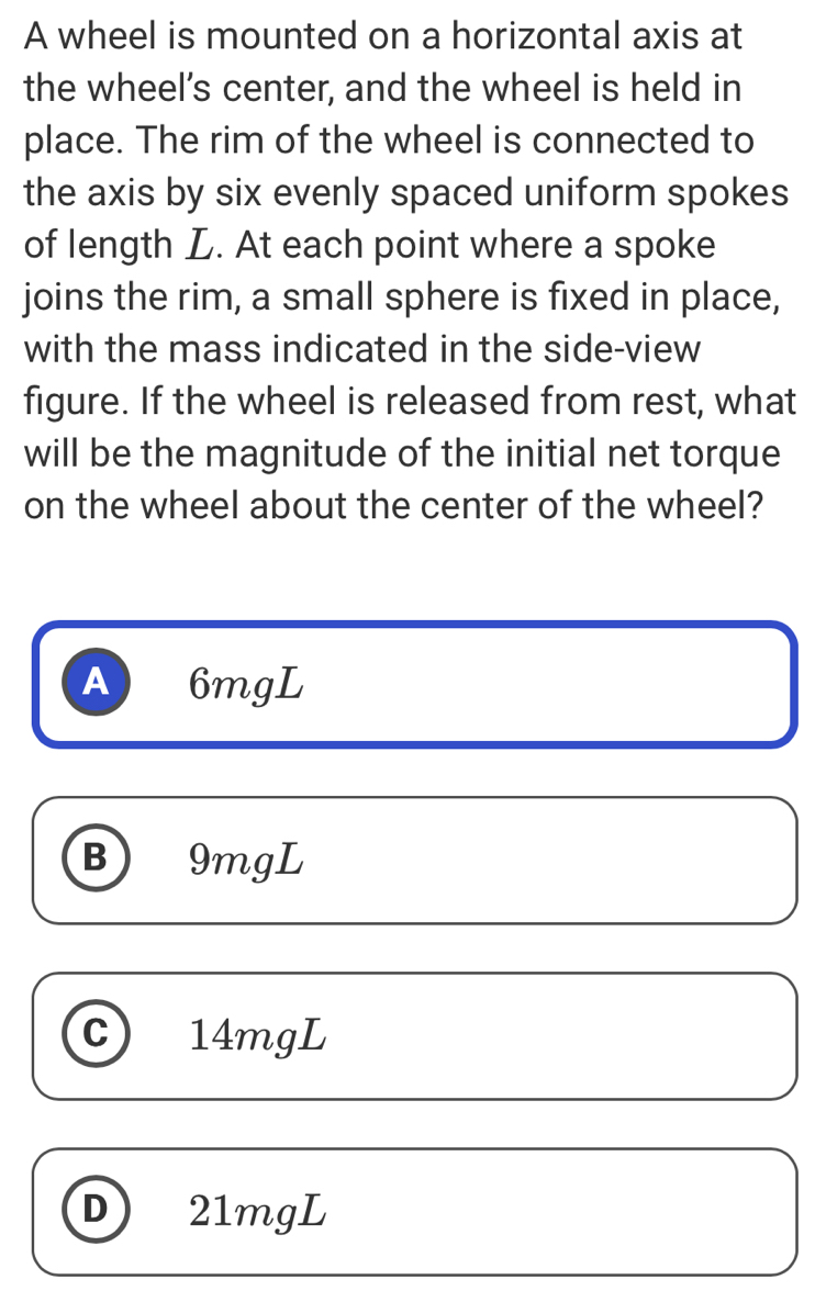 Solved: A wheel is mounted on a horizontal axis at the wheel’s center ...