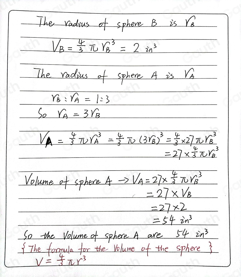 Solved: Sphere B is the image of sphere A after dilation by a scale ...