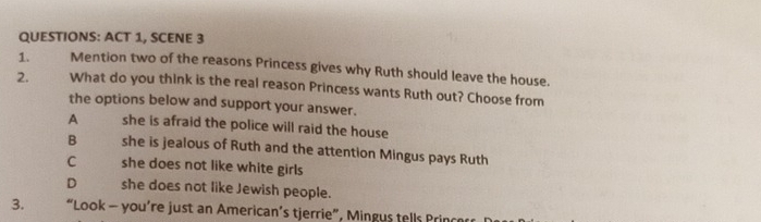 Solved: ACT 1, SCENE 3 1. Mention two of the reasons Princess gives why ...