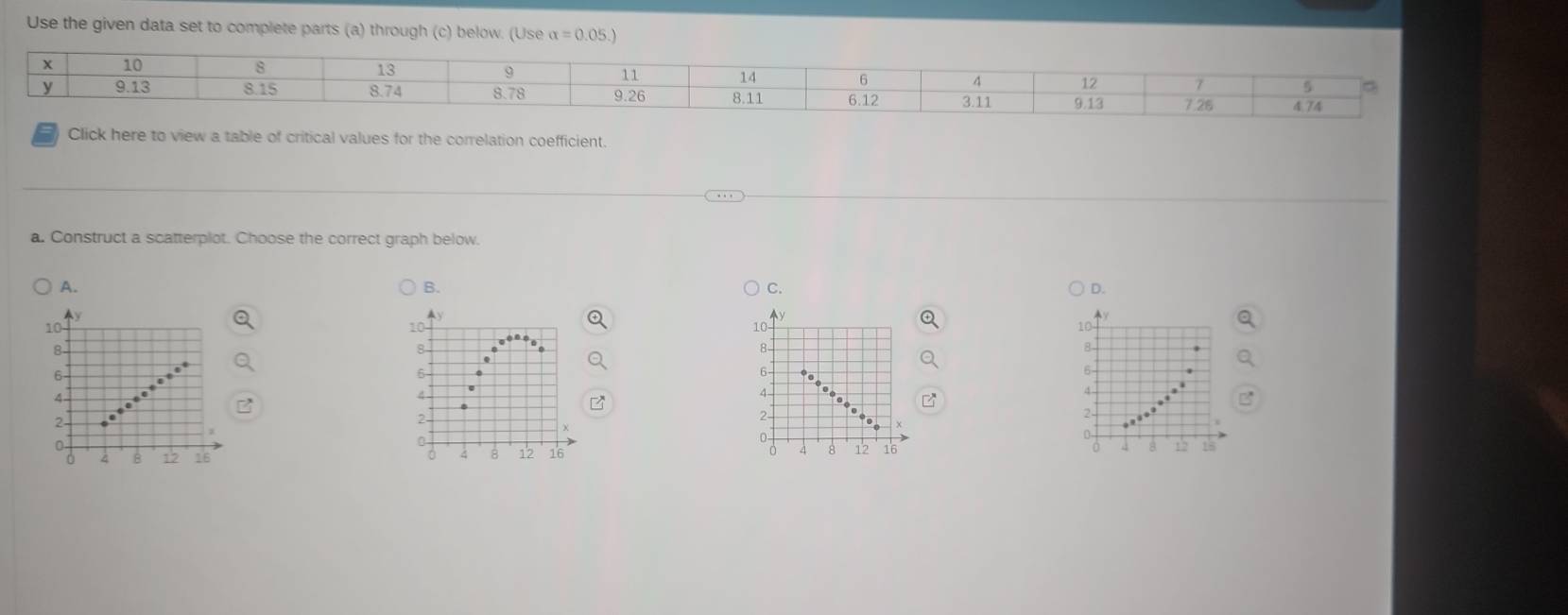Solved: Use the given data set to complete parts (a) through (c) below ...