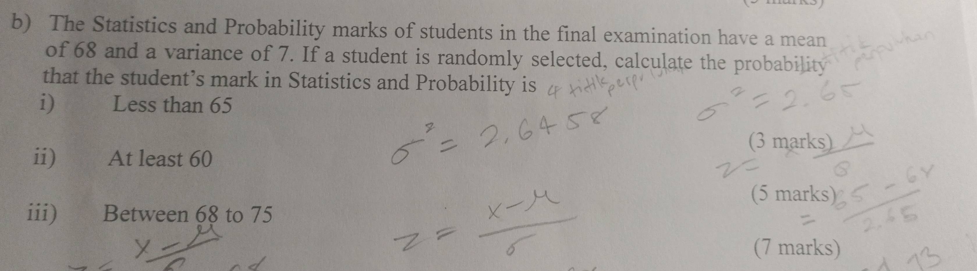 Selesai:The Statistics and Probability marks of students in the final ...