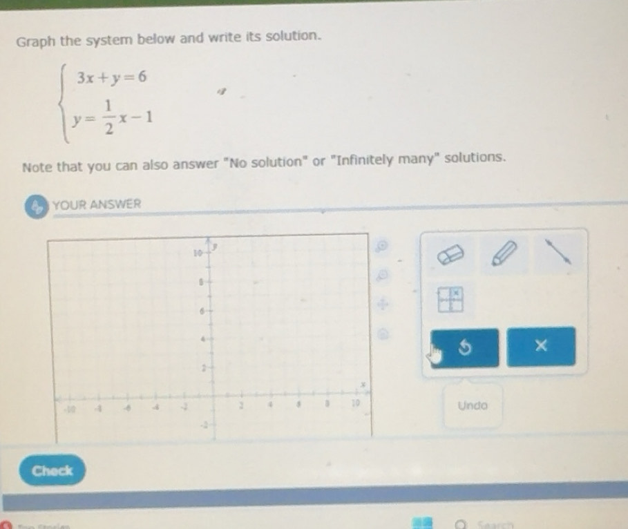 Solved: Graph the system below and write its solution. beginarrayl 3x+y ...