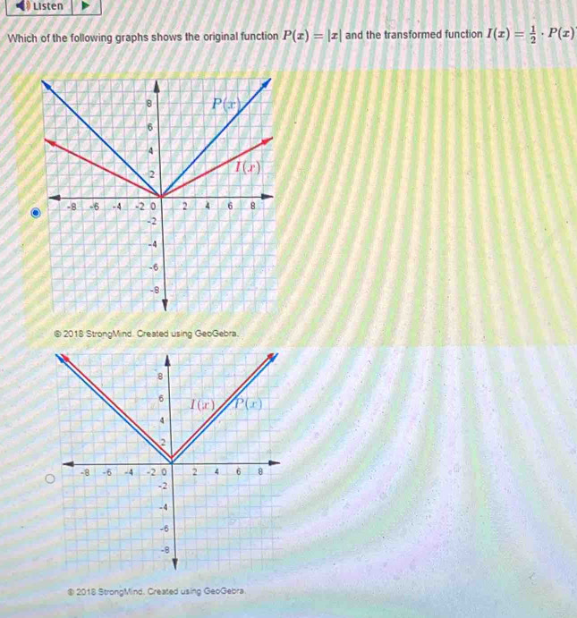 Solved: Which of the following graphs shows the original function P(x ...