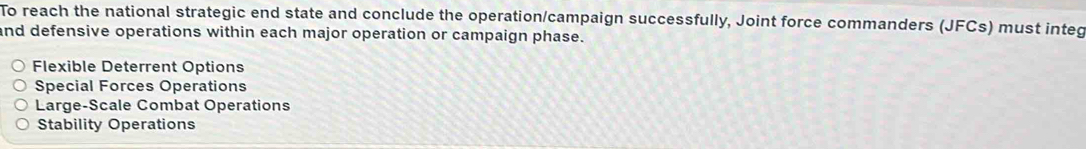 Solved: To reach the national strategic end state and conclude the ...