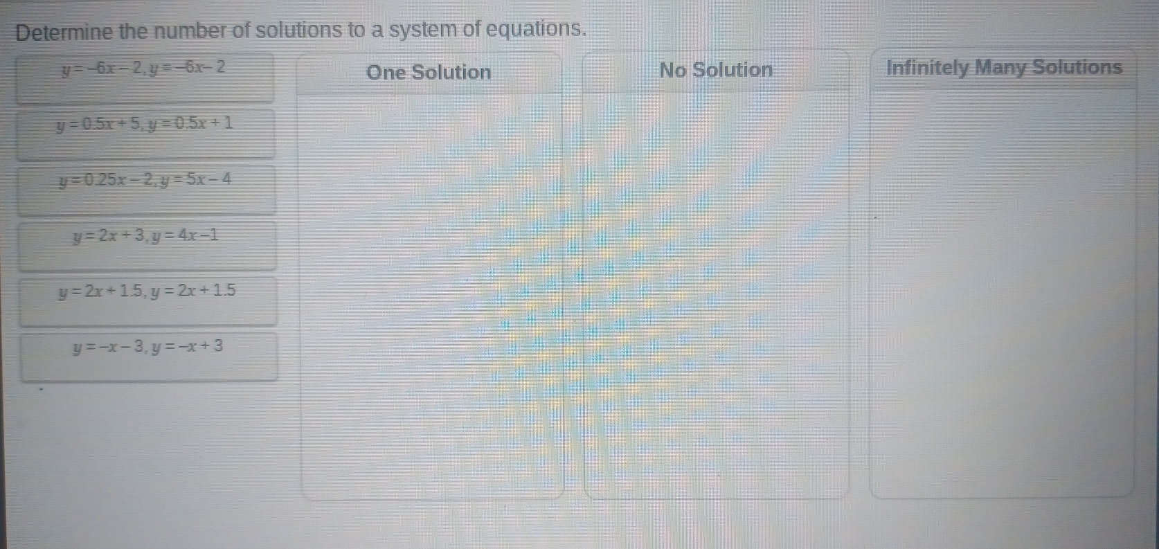Solved: Determine the number of solutions to a system of equations. y ...