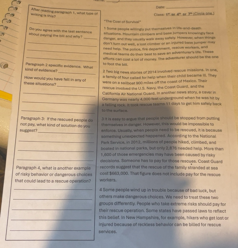 Solved: Date:_ After reading paragraph 1, what type of writing is this ...