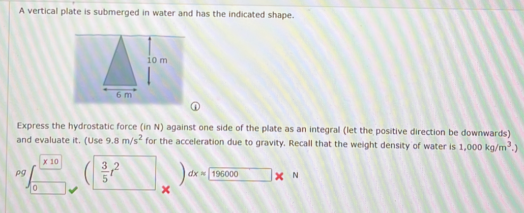 Solved: A vertical plate is submerged in water and has the indicated ...