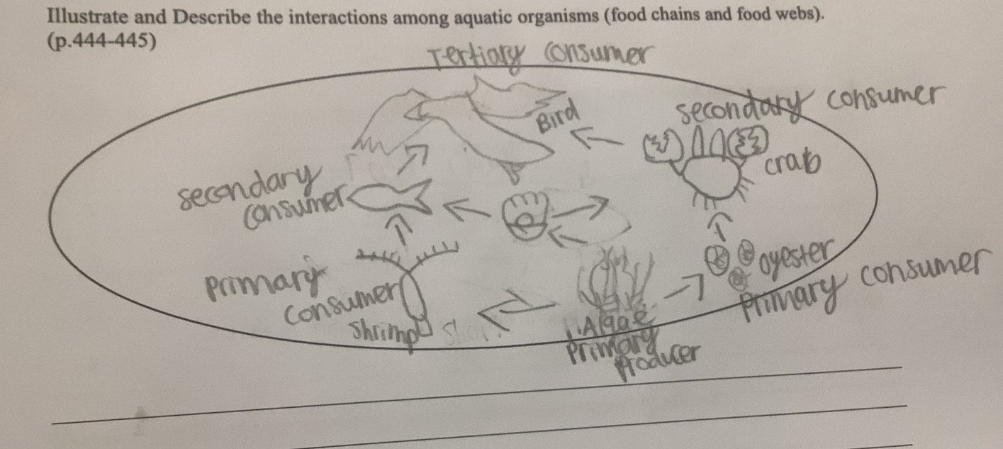 Solved: Illustrate and Describe the interactions among aquatic ...