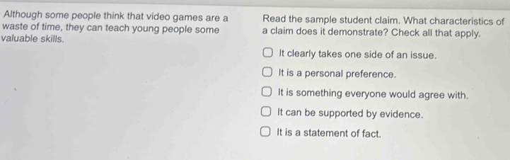 Solved: Although some people think that video games are a Read the ...