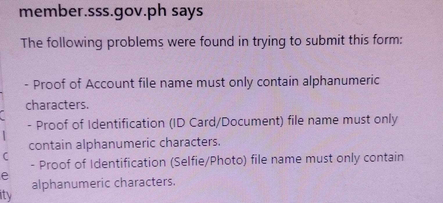 Solved: member.sss.gov.ph says The following problems were found in ...