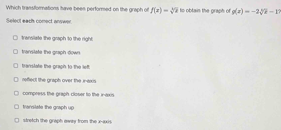 Solved: Which transformations have been performed on the graph of f(x ...