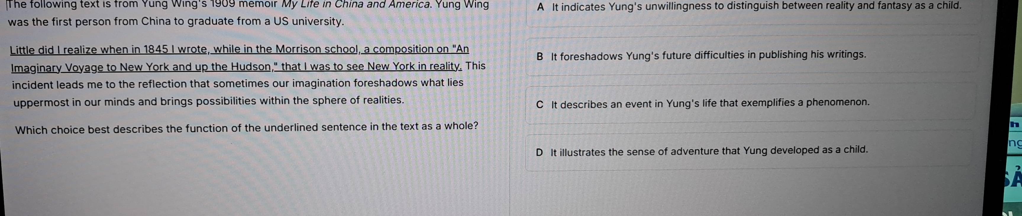 Solved: The following text is from Yung Wing's 1909 memoir My Life in ...