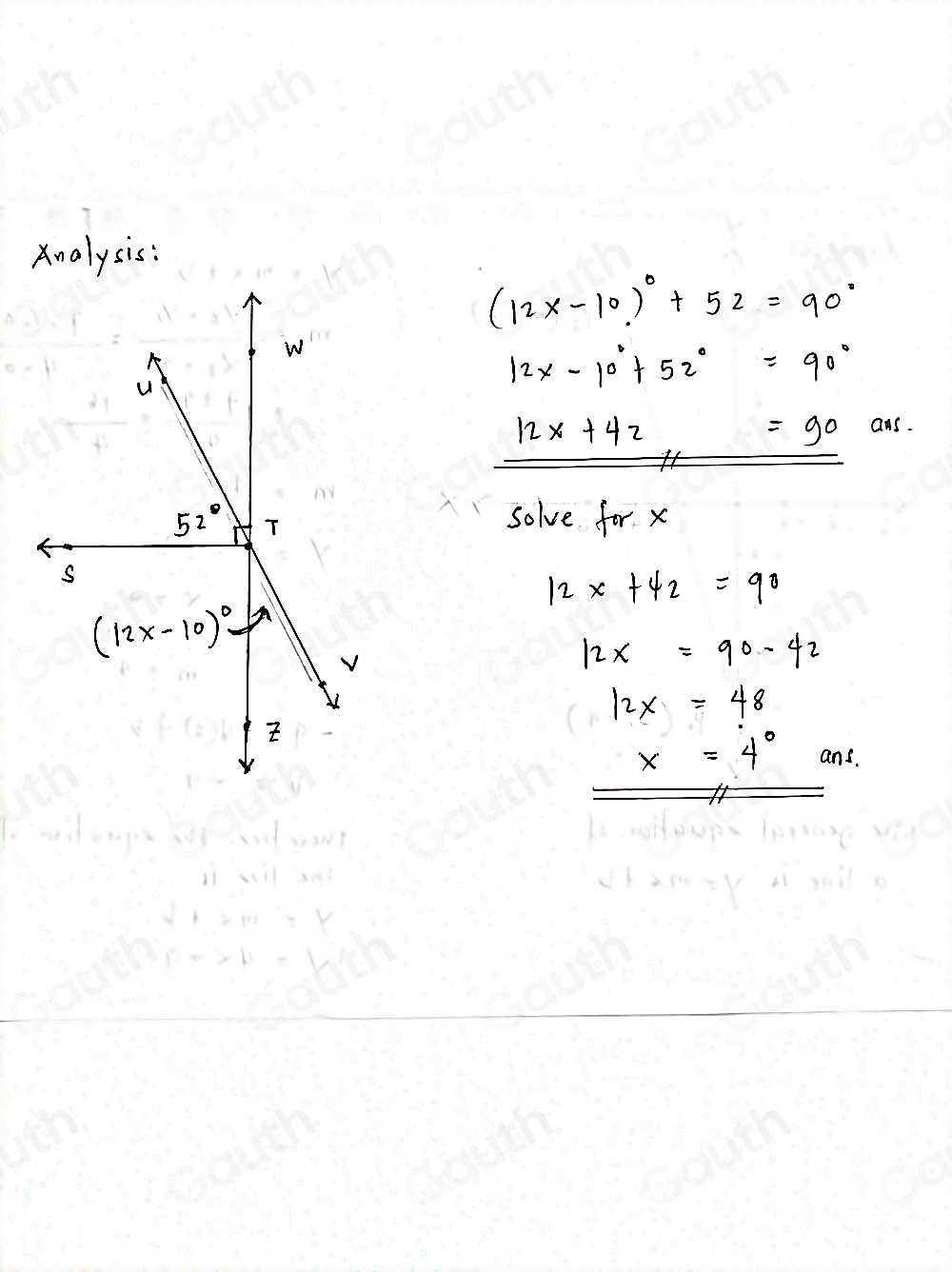 Solved: Look at the diagram. Which equation can be used to solve for x ...