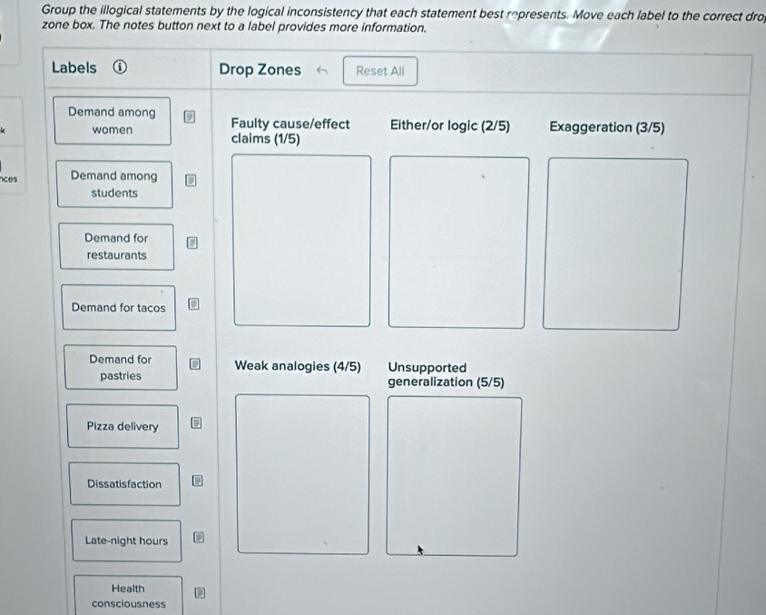 Solved: Group the illogical statements by the logical inconsistency ...