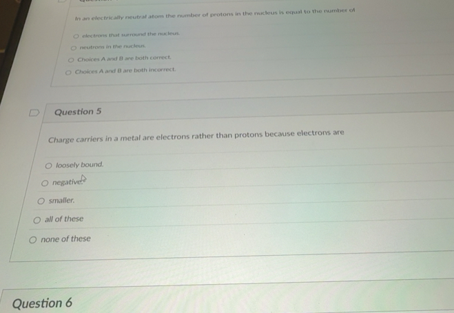 Solved: In an electrically neutral atom the number of protons in the ...