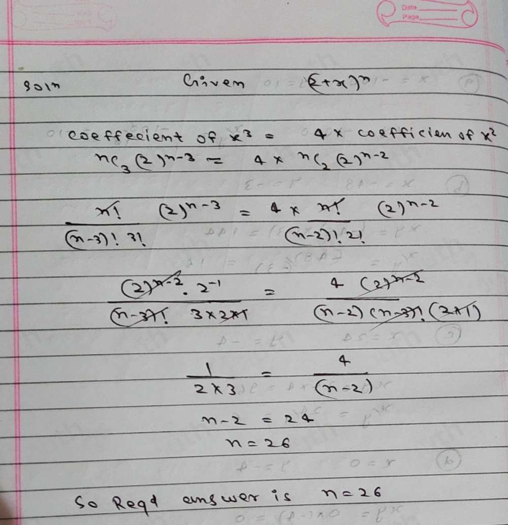 Solved: Consider the expansion of (2+x)^n where n>=3 and neZ. The ...