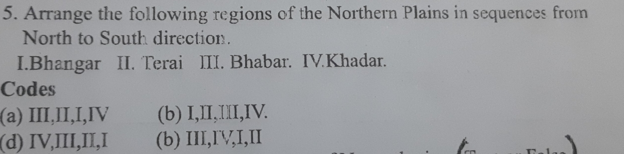 Solved: Arrange the following regions of the Northern Plains in ...