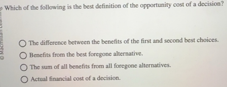 Solved: a Which of the following is the best definition of the ...