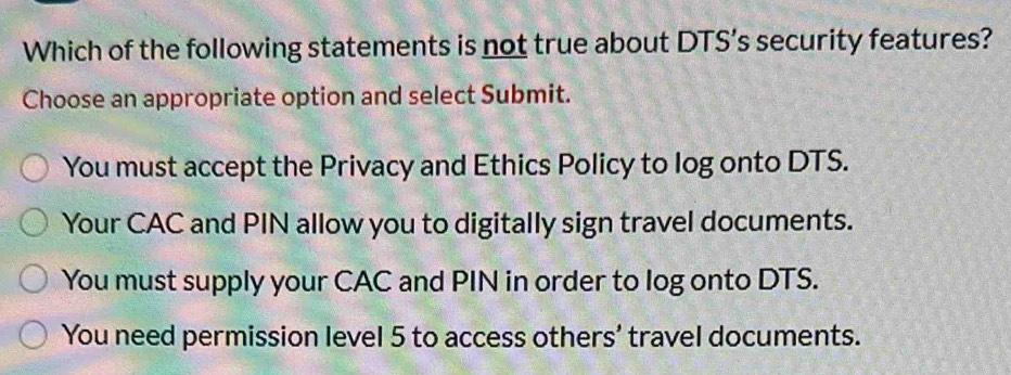 Solved: Which of the following statements is not true about DTS’s ...