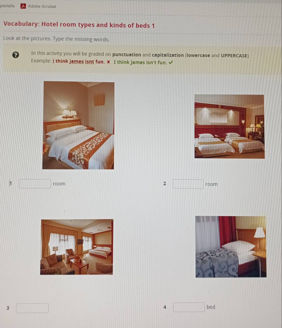 Resuelto:pestaña Adobe Acrobat Vocabulary: Hotel room types and kinds ...