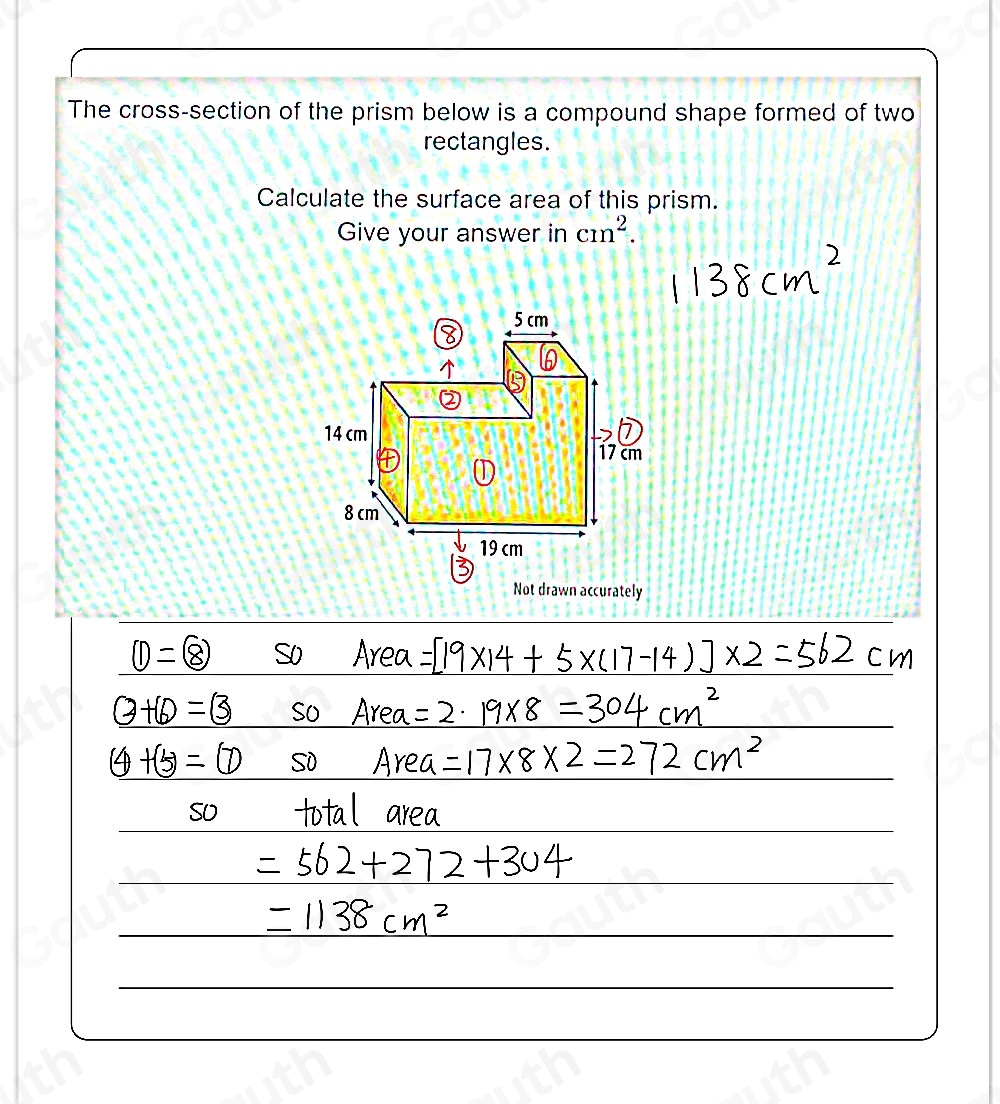 Solved: Calculator Bookwork code: 4E allowed The cross-section of the prism below is a compound ...