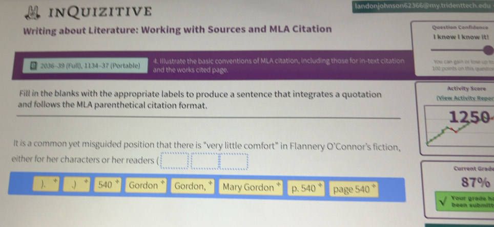 Solved: inQuizitive landonjohnson62366@my.tridenttech.edu Writing about ...