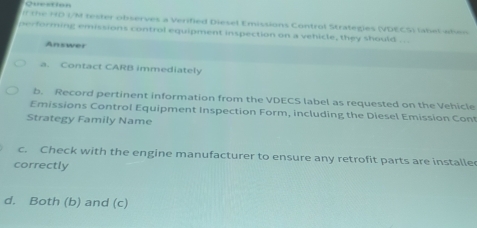 Solved: Question # the HD I/M tester observes a Verified Diesel ...
