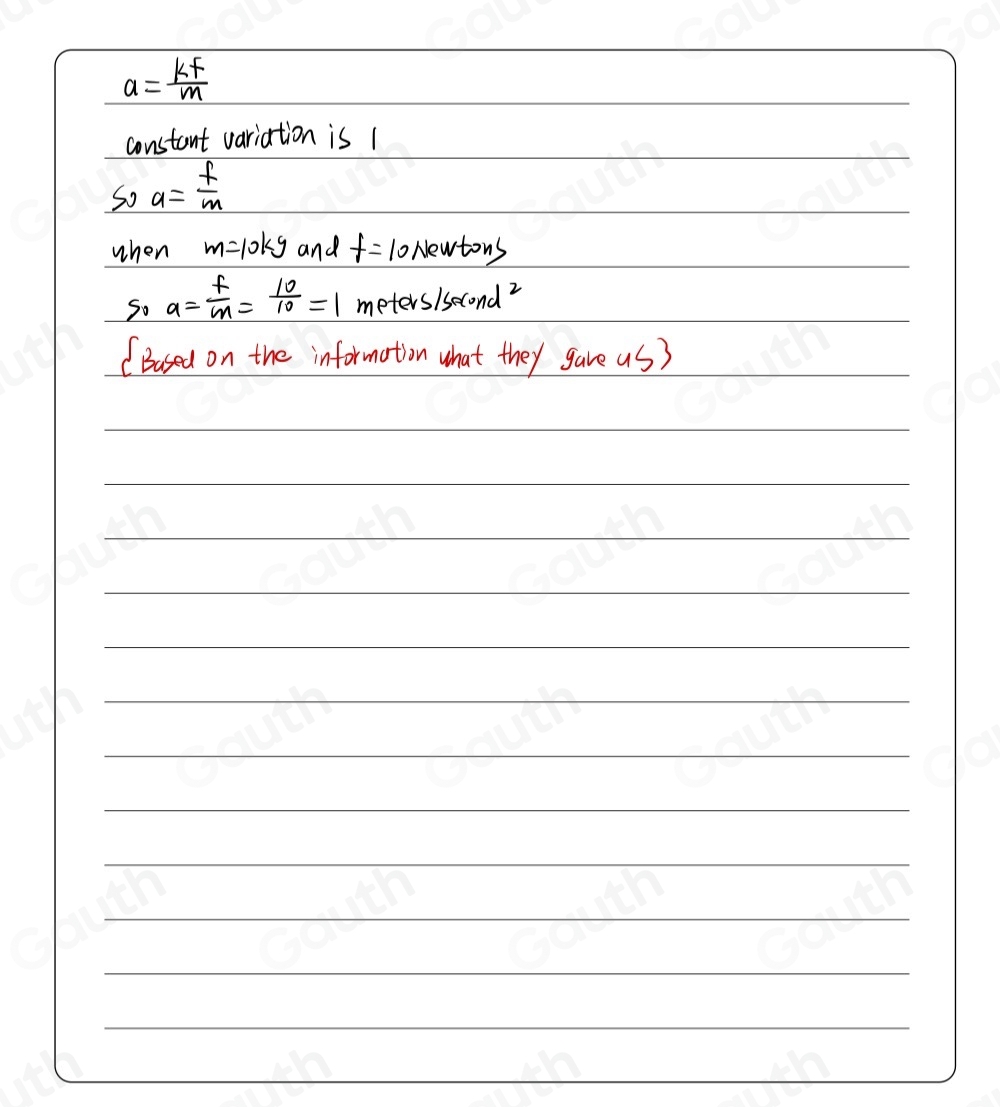 Solved The Acceleration A Of An Object Varies Directly As The Force F