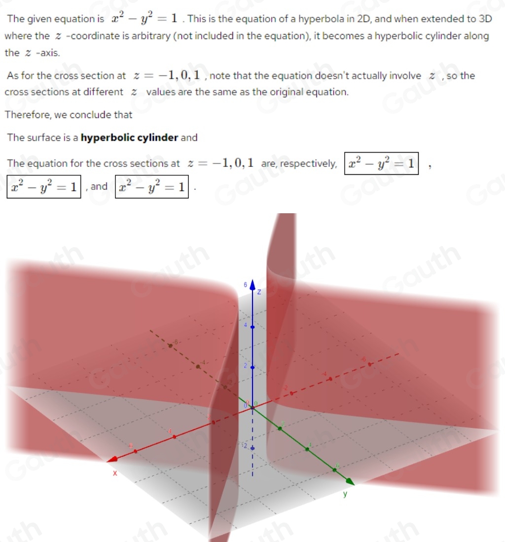 Solved: Describe the surface. x^2-y^2=1 sphere ellipsoid hyperboloid ...