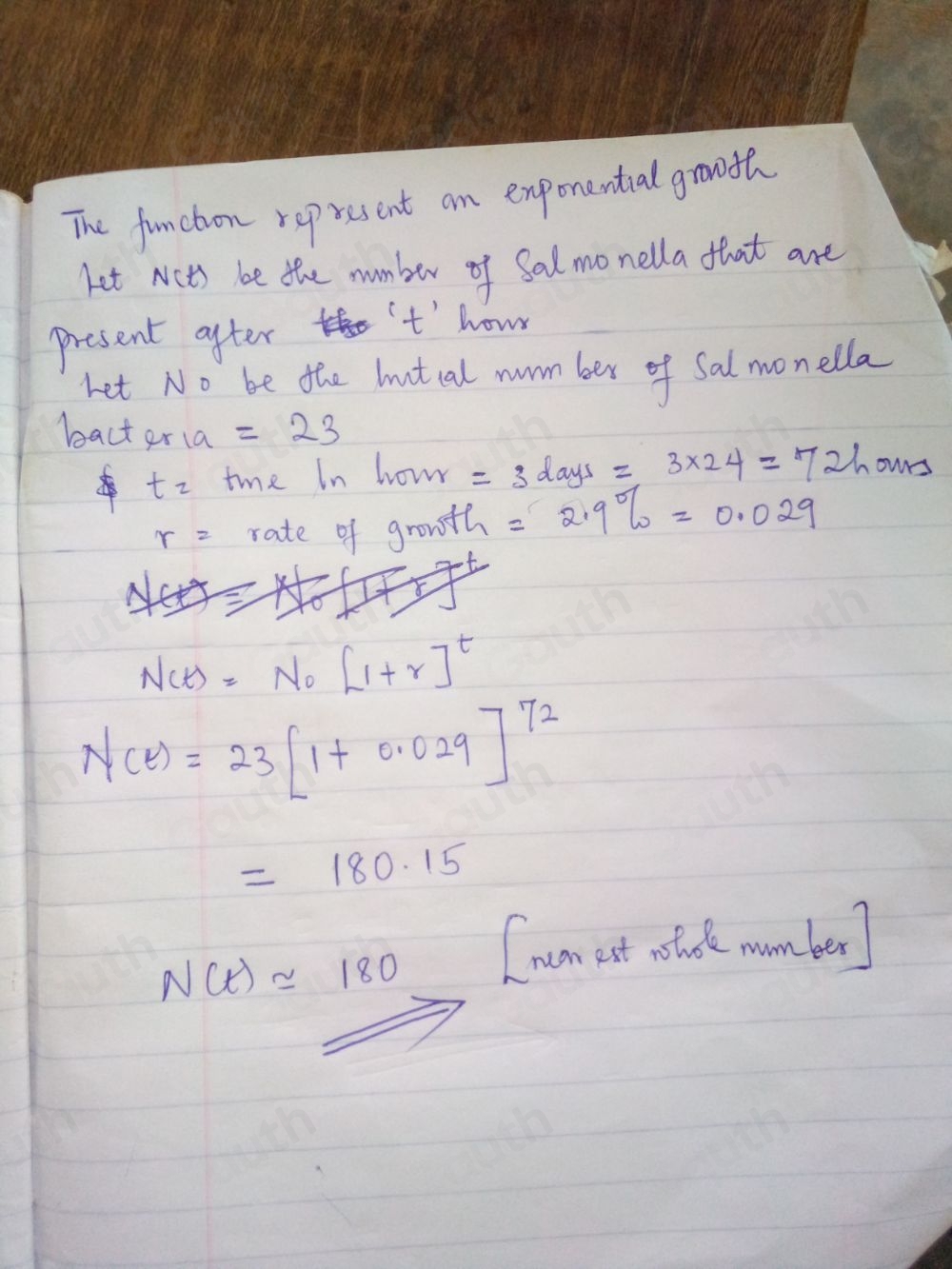 Solved: During the exponential growth phase of Salmonella Enerica ...