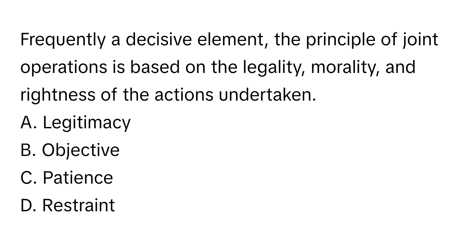 Solved: Frequently a decisive element, the principle of joint ...
