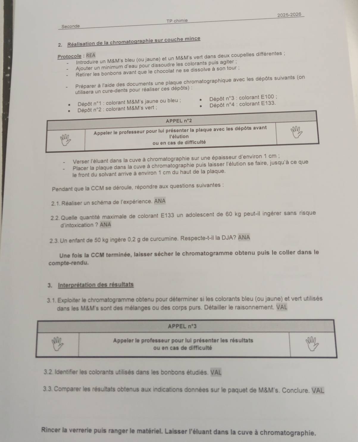 Résolu :TP chimie 2025-2026 Seconde 2. Réalisation de la ...