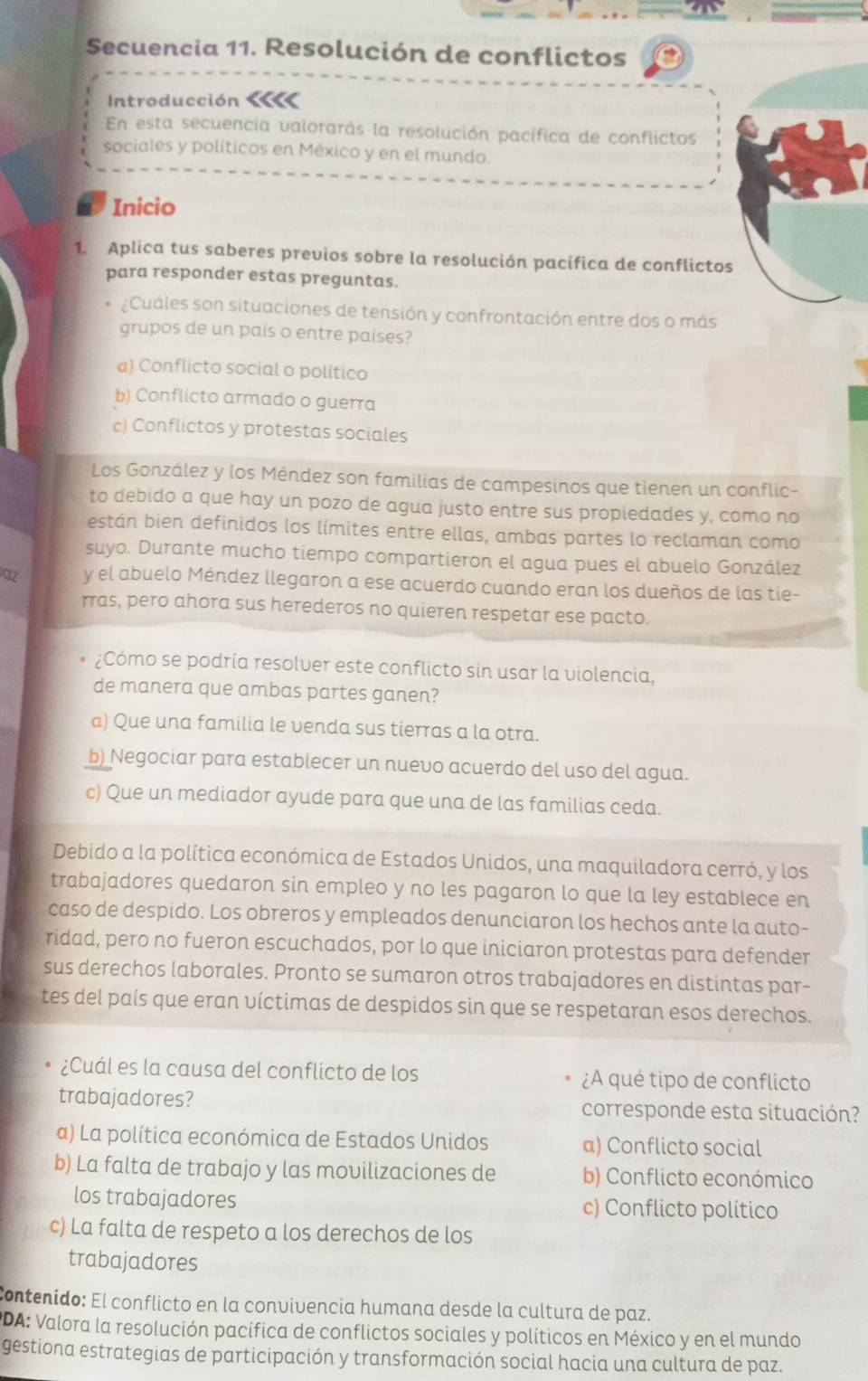 Resuelto:Secuencia 11. Resolución de conflictos Introducción