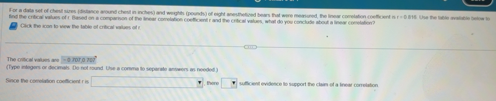 Solved: For a data set of chest sizes (distance around chest in inches ...