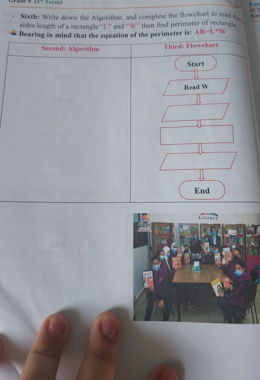 Solved: Fut Grade 9 (1^nT) erm) Sixth: Write down the Algorithm, and ...