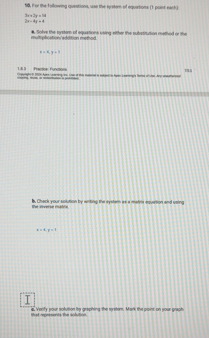 Solved: For the following questions, use the system of equations (1 ...