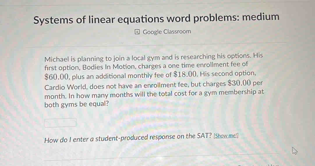 Solved: Systems of linear equations word problems: medium Google ...
