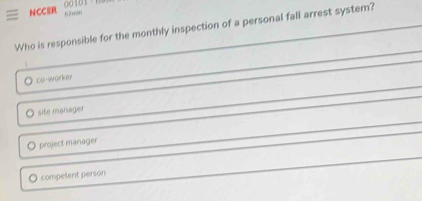Solved: 00107 NCCER 57min Who is responsible for the monthly inspection ...