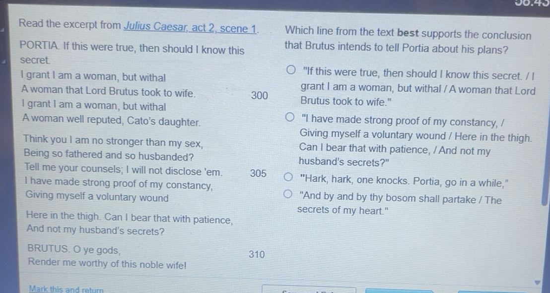 Solved: 00.40 Read the excerpt from Julius Caesar, act 2, scene 1 ...