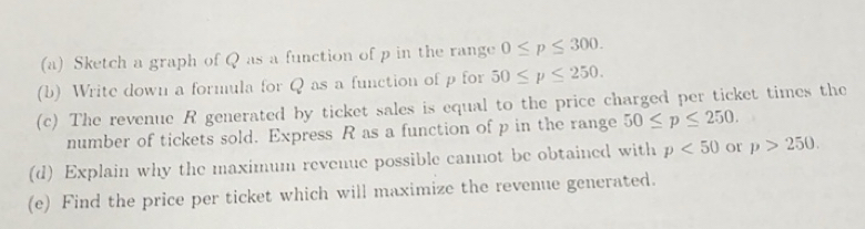 Solved: Sketch a graph of Q as a function of p in the range 0≤ p≤ 300 ...