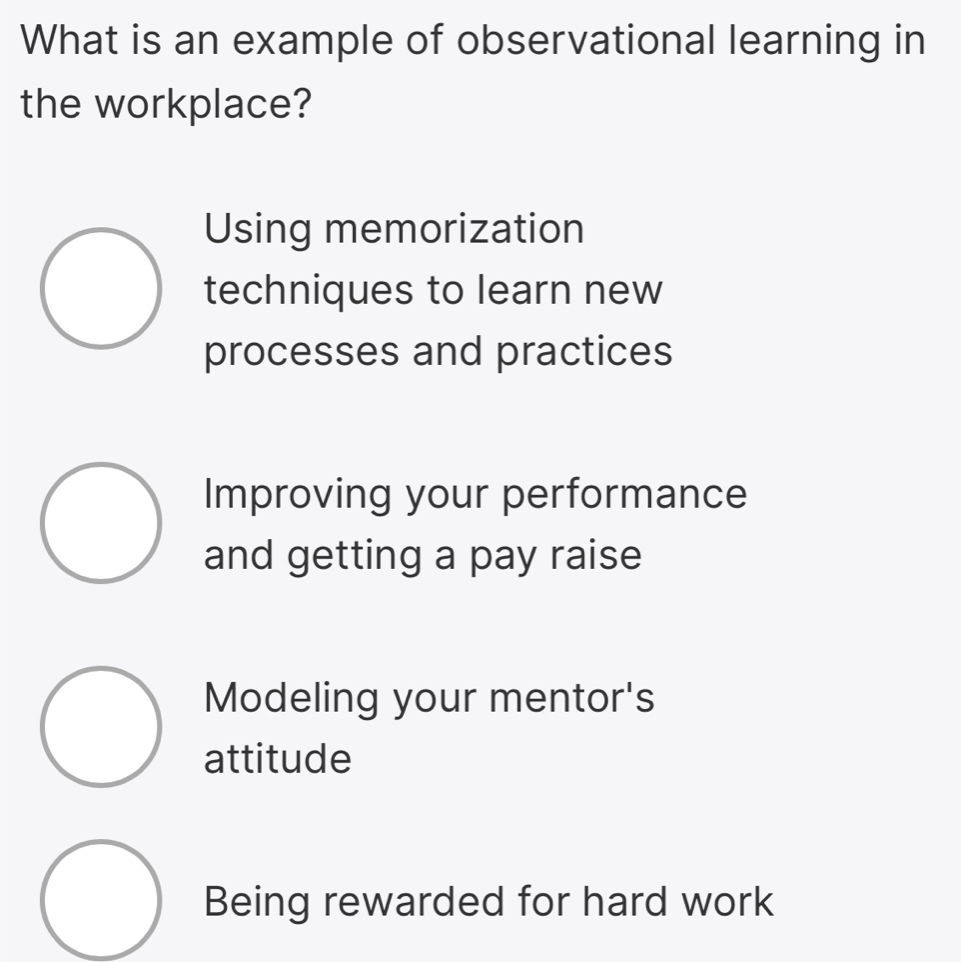 Solved: What is an example of observational learning in the workplace ...