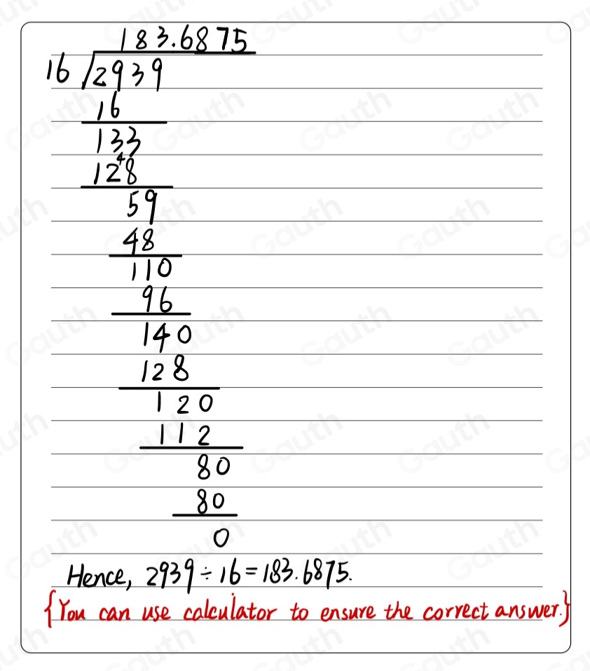 Solved: 1 6 longdiv 2 4 3 4 [Math]